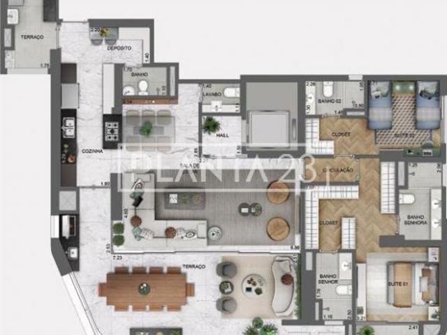 Apartamento com 162 m², 3 quartos sendo 3 suítes à venda no bairro Chácara Santo Antônio