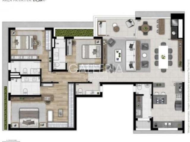 Apartamento com 171.39 m², 3 quartos sendo 3 suítes à venda no bairro Bigorrilho
