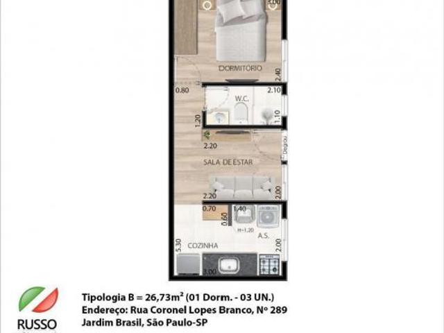 Apartamento com 1 dormitório à venda, 26 m² por R$ 205.000,00 Jardim Brasil São Paulo/SP