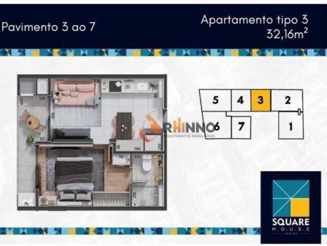Apartamento com 1 dormitório à venda, 32 m² por R$ 338.800,00 Portão Curitiba/PR