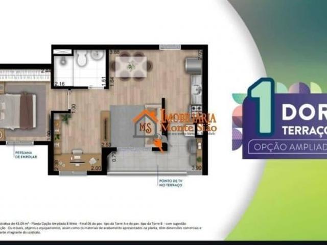 Apartamento com 1 dormitório à venda, 43 m² por R$ 350.000,00 Vila Augusta Guarulhos/SP