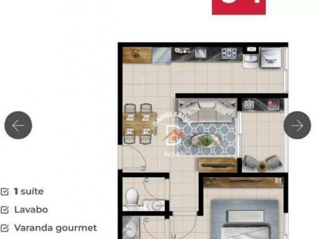 Apartamento com 1 dormitório à venda, 44 m² por R$ 525.000 Atibaia Jardim Atibaia/SP