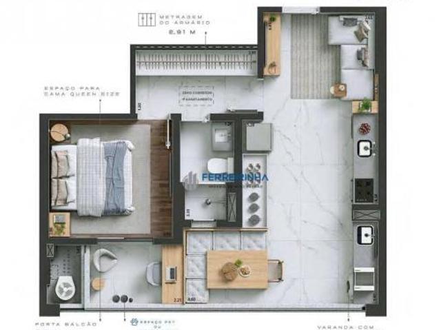 Apartamento com 1 dormitório à venda, 50 m² por R$ 720.000,00 Jardim das Colinas São José dos Ca