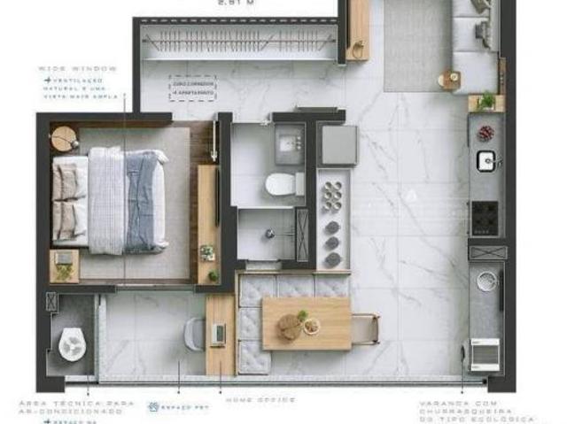 Apartamento com 1 dormitório à venda, 50 m² por R$ 725.000,00 Jardim das Colinas São José dos Ca