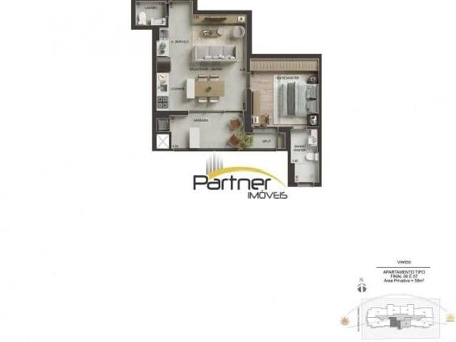 Apartamento com 1 dormitório à venda, 58 m² por R$ 869.001,00 Alto da Glória Curitiba/PR