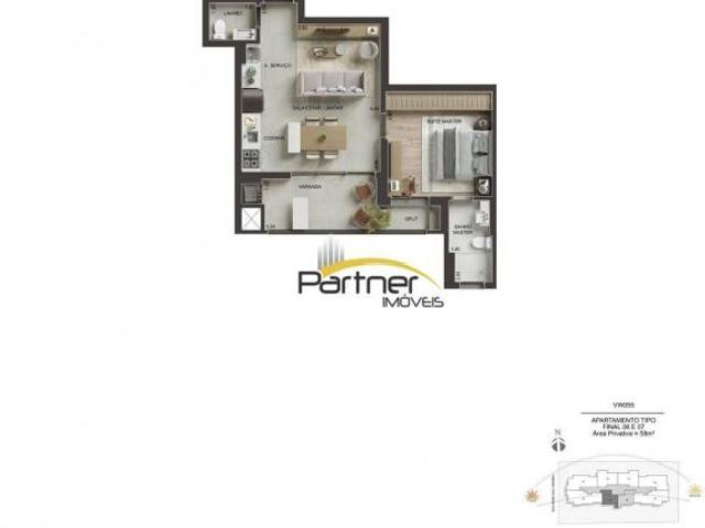 Apartamento com 1 dormitório à venda, 58 m² por R$ 869.001,00 Alto da Glória Curitiba/PR