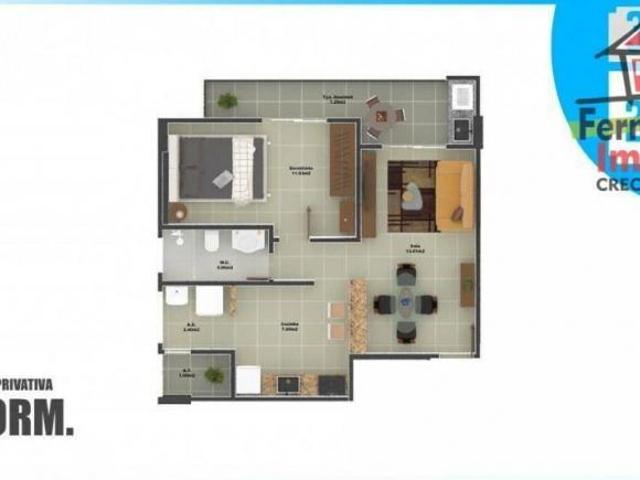 Apartamento com 1 dormitório em construção com entrada à partir de 25.000 à venda, 53 m² por R$ 469