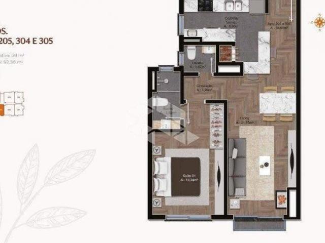 Apartamento com 1 dormitório + lavabo, 59m² privativos, 1 vaga, no Centro de Gramado