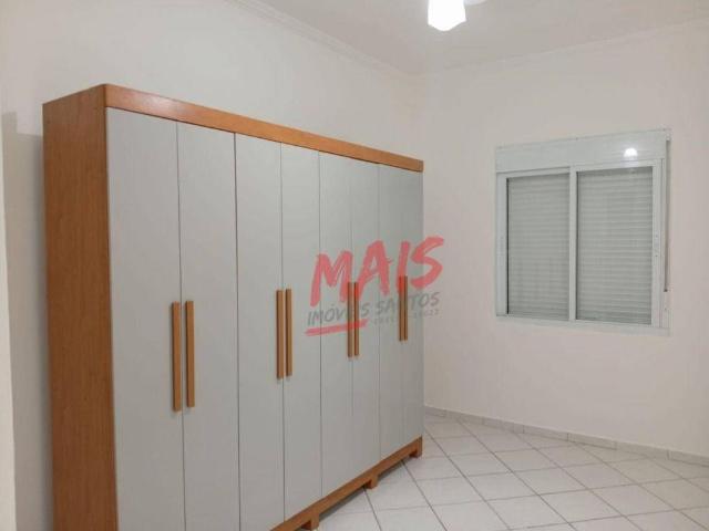 Apartamento com 1 dormitório para alugar, 47 m² Pompéia Santos/SP