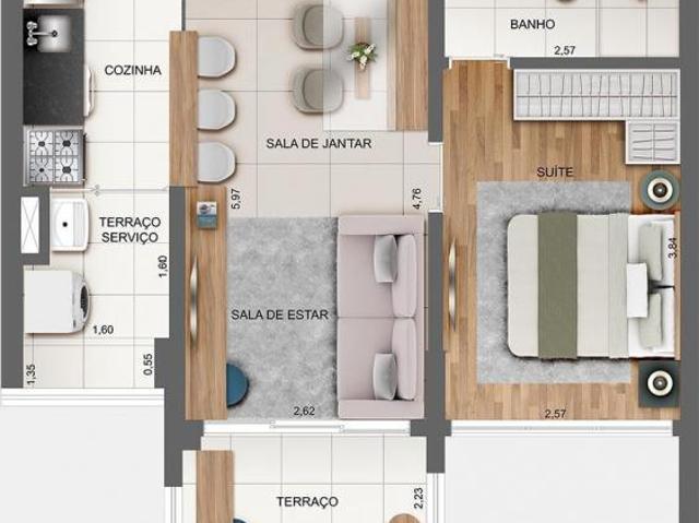 Apartamento com 1 Dormitórios 1 Suíte 1 Vaga 51 m² a venda em Moema