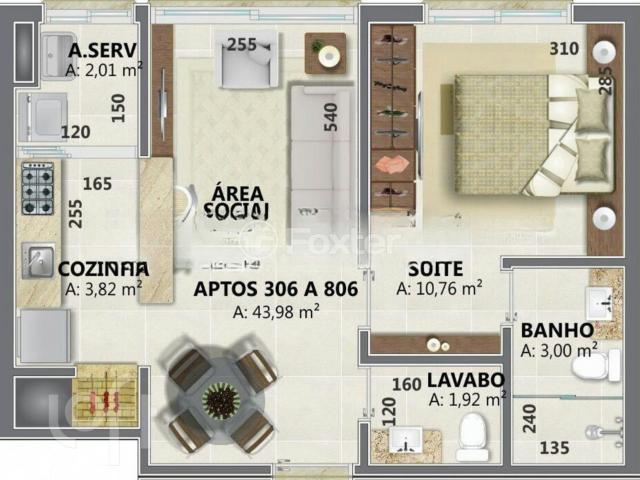 Apartamento com 1 dormitórios em Porto Alegre