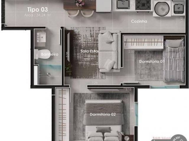 Apartamento com 1 e 2 dormitórios à venda, 26 m² á 34m² a partir de R$ 173.420,00 São Miguel Paul