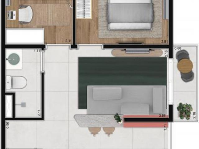 Apartamento com 1 quarto, 31,32 m², à venda no Alto da Boa Vista