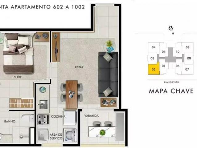 Apartamento com 1 quarto à venda em Belo Horizonte, no bairro Barro Preto