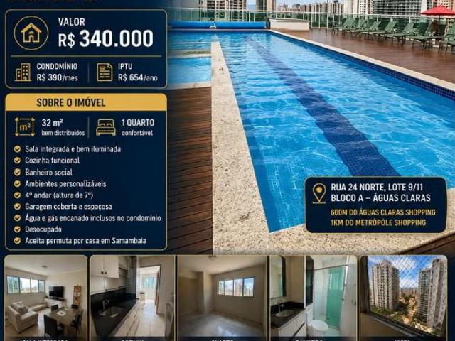 Apartamento com 1 quarto e 32 m² à venda em Aguas Norte Desocupado 4º andar altura 7 º