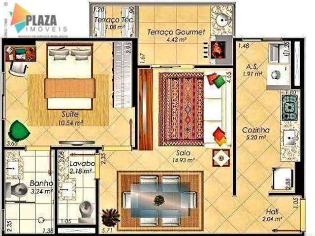 Apartamento com 1 Suíte e Varanda Gourmet à venda, 52 m² parcelamento direto com proprietário Avia