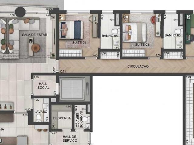 Apartamento com 261 m² 4 quarto, 4 suíte, 4 vagas a venda no Brooklin