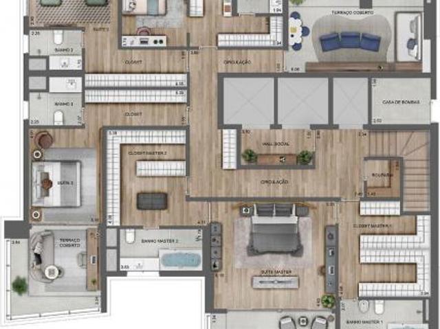 Apartamento com 281 m², com 4 suítes com 4 vagas a venda no Paraiso