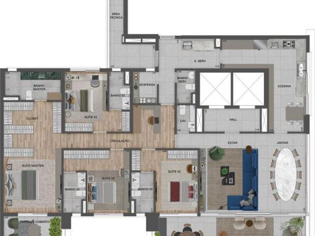 Apartamento com 290 m², com 4 suítes, com 4 vagas a venda em Moema