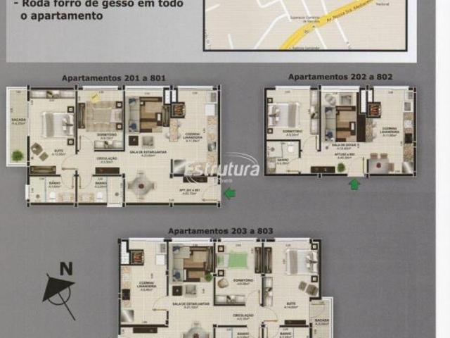 Apartamento com 2 dormitório sendo 1 suíte, 1 banheiro social, sala de estar e j