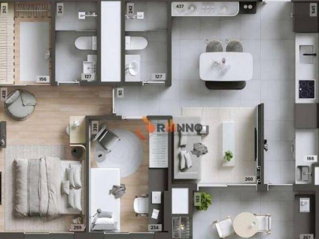 Apartamento com 2 dormitórios 1 suíte à venda, 69 m² por R$ 955.800 Campina do Siqueira Curitiba