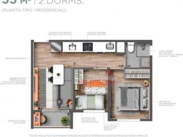 Apartamento com 2 dormitórios à venda, 35 m² por R$ 552.000,00 Perdizes São Paulo/SP