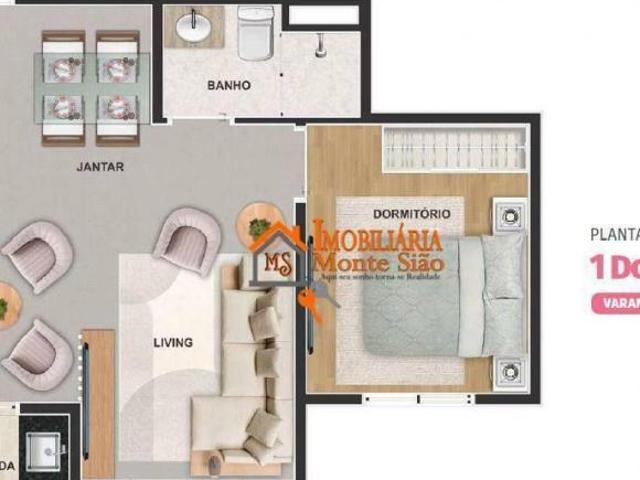 Apartamento com 2 dormitórios à venda, 37 m² por R$ 281.238 Bonsucesso Guarulhos/SP