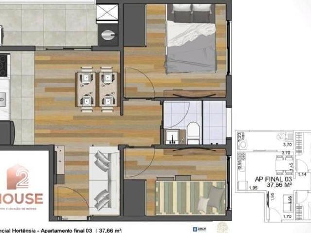Apartamento com 2 dormitórios à venda, 37 m² por R$ 340.516,84 Parque Nossa Senhora do Carmo Aru