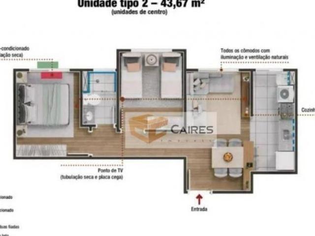 Apartamento com 2 dormitórios à venda, 44 m² por R$ 325.000,00 Jardim Ipaussurama Campinas/SP