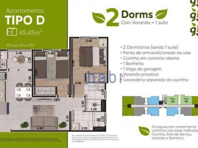 Apartamento com 2 dormitórios à venda, 45 m² por R$ 235.000 Caguaçu Sorocaba/SP