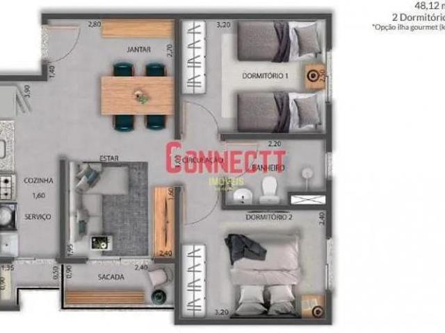 Apartamento com 2 dormitórios à venda, 48 m² por R$ 338.488,00 Olhos DAgua Ribeirão Preto/SP