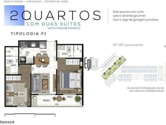 Apartamento com 2 dormitórios à venda, 48 m² por R$ 489.000,00 Centro Juiz de Fora/MG