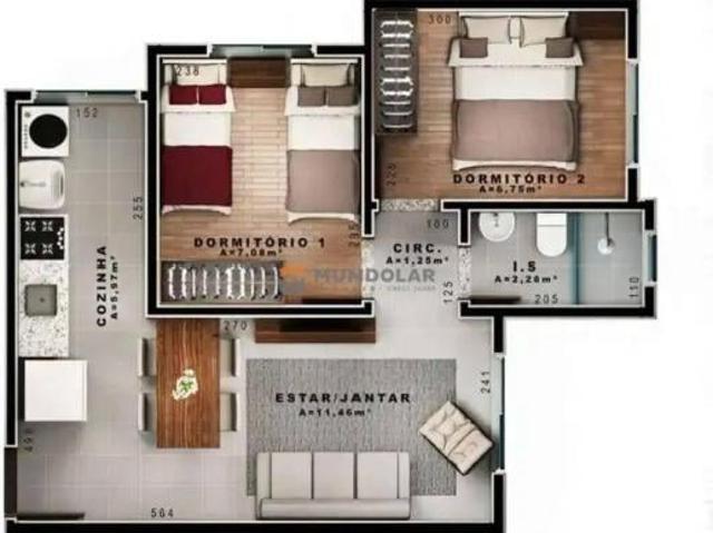 Apartamento com 2 dormitórios à venda, 41 m² por R$ 225.000,00 Costeira Araucária/PR