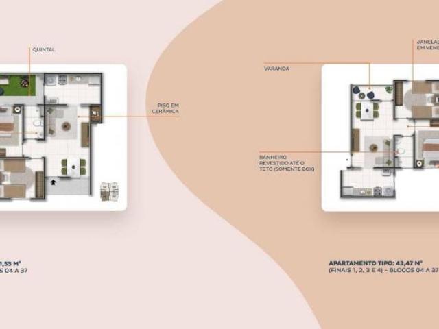 Apartamento com 2 dormitórios à venda, 43 m² por R$ 253.000 Jardim Cristal Votorantim/SP