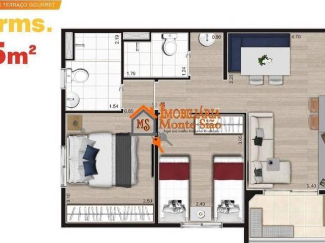 Apartamento com 2 dormitórios à venda, 55 m² por R$ 484.800 Vila das Bandeiras Guarulhos/SP