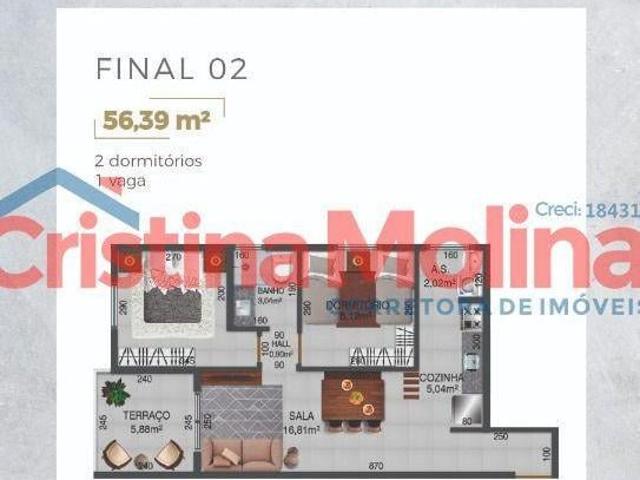 Apartamento com 2 dormitórios à venda, 56 m² por R$ 244.000,00 Mirim Praia Grande/SP