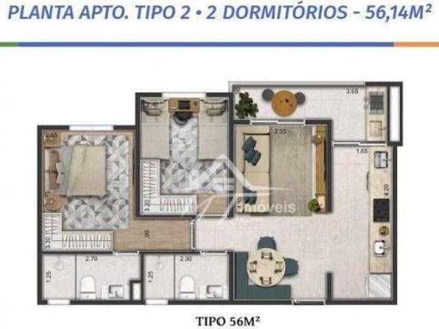 Apartamento com 2 dormitórios à venda, 56 m² por R$ 343.000 Chácara Bela Vista Sumaré/SP