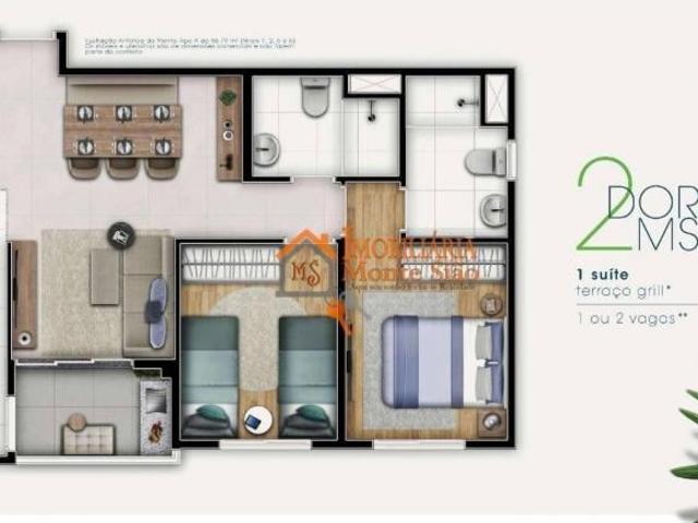 Apartamento com 2 dormitórios à venda, 56 m² por R$ 542.000,00 Vila Rosália Guarulhos/SP