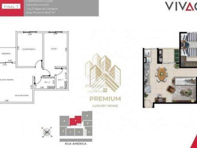 Apartamento com 2 dormitórios à venda, 69 m² por R$ 695.000,00 Vila Thais Atibaia/SP