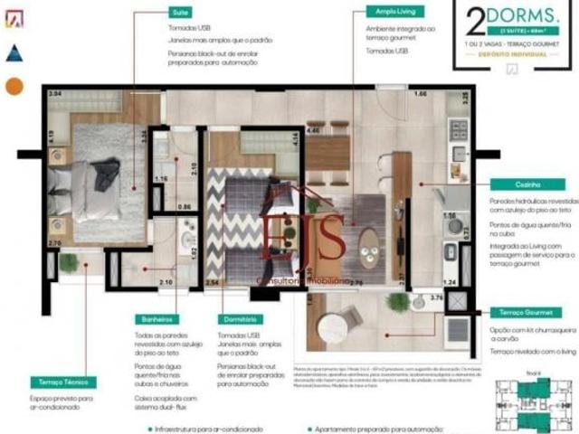 Apartamento com 2 dormitórios à venda, 69 m² por R$ 840.000,00 Alvinópolis Atibaia/SP