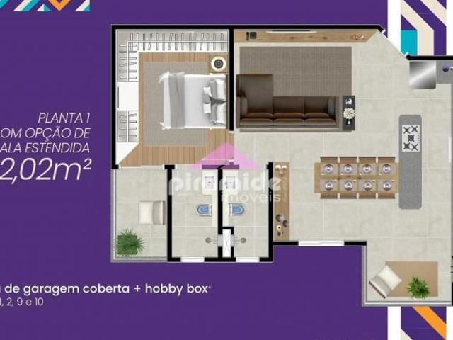Apartamento com 2 dormitórios à venda, 61,96m² por R$ 638.188,00 Jardim Oswaldo Cruz São José dos