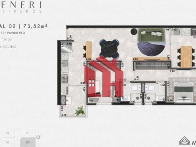 Apartamento com 2 dormitórios à venda, 74 m² por R$ 695.269,58 Marapé Santos/SP