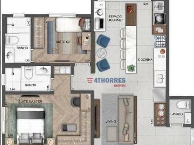 Apartamento com 2 dormitórios à venda, 70 m² por R$ 780.000,00 Instituto de Previdência São Paul