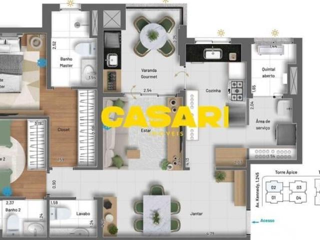 Apartamento com 2 dormitórios à venda, 85 m² Jardim do Mar São Bernardo do C