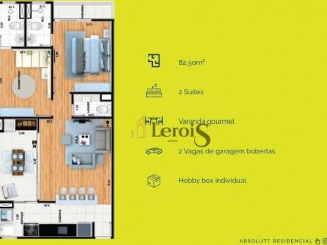 Apartamento com 2 dormitórios à venda, 82 m² Absolutt Residencial Itu/SP