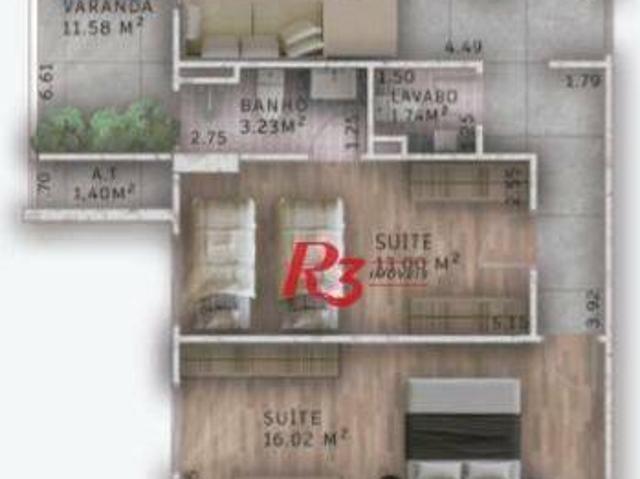 Apartamento com 2 dormitórios à venda, 92 m² por R$ 900.000,00 Canto do Forte Praia Grande/SP