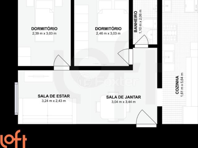 Apartamento com 2 dormitórios em São Paulo