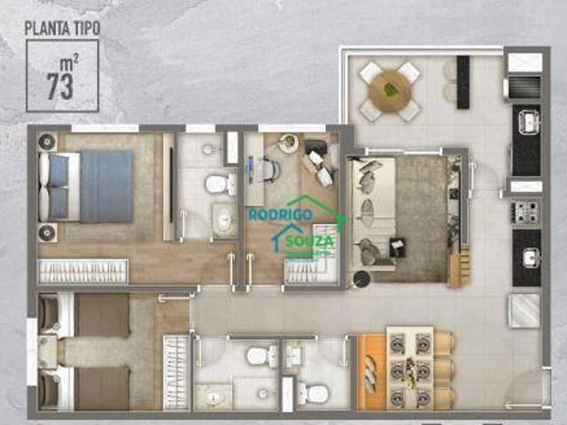 Apartamento com 2 dormitórios Sendo 1 Suíte à venda, 73 m² I Condomínio Bless RSF, Jardim Esperan