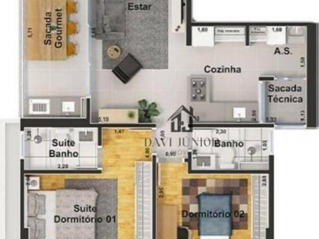Apartamento com 2 dormitórios sendo 1 suite à venda, 78 m² por R$ 930.000 Jardim Maria José Voto
