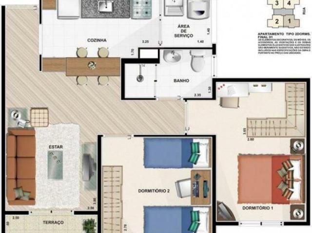 Apartamento com 2 quartos à venda, 51 m² por R$ 320.000 Jardim Refúgio Sorocaba/SP